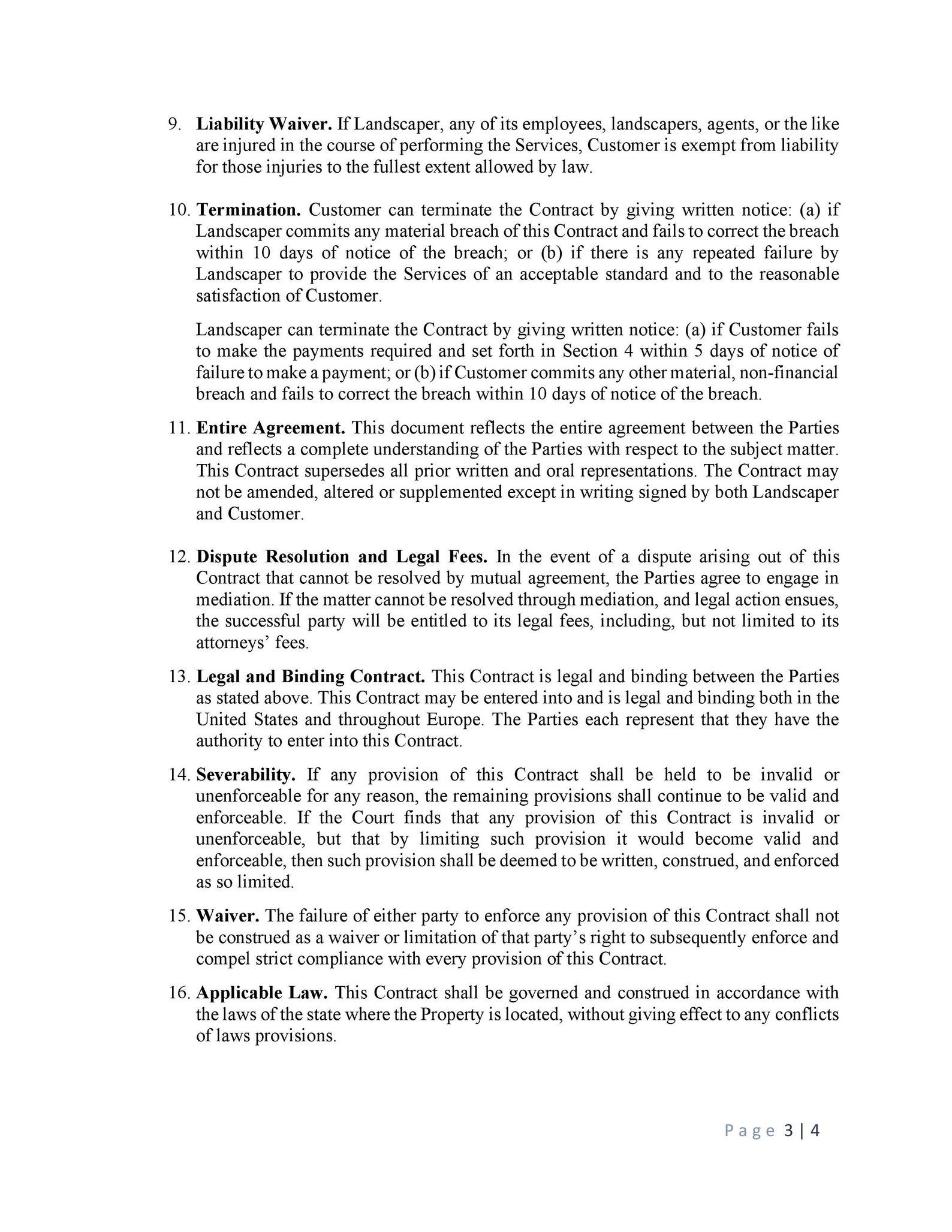 Simple Editable Landscaping Contract Template Word File Etsy