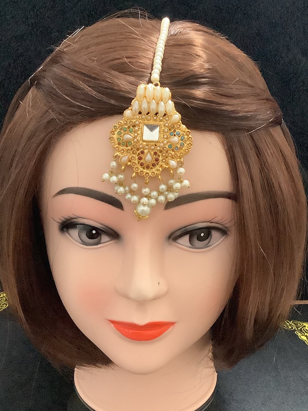 Gold Kundan Tikka: Indian Pakistani Headpiece - Etsy