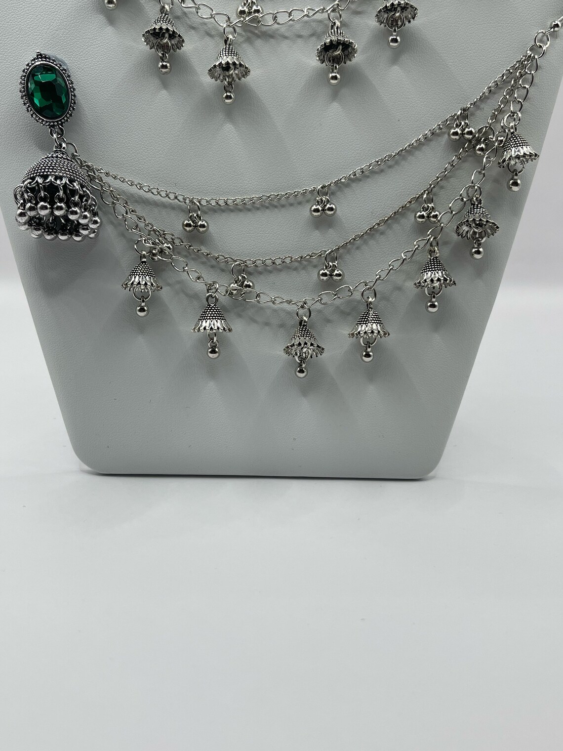 Green Colour Indian Pakistani Bahubali Earrings Jhumka With Bells Ear ...