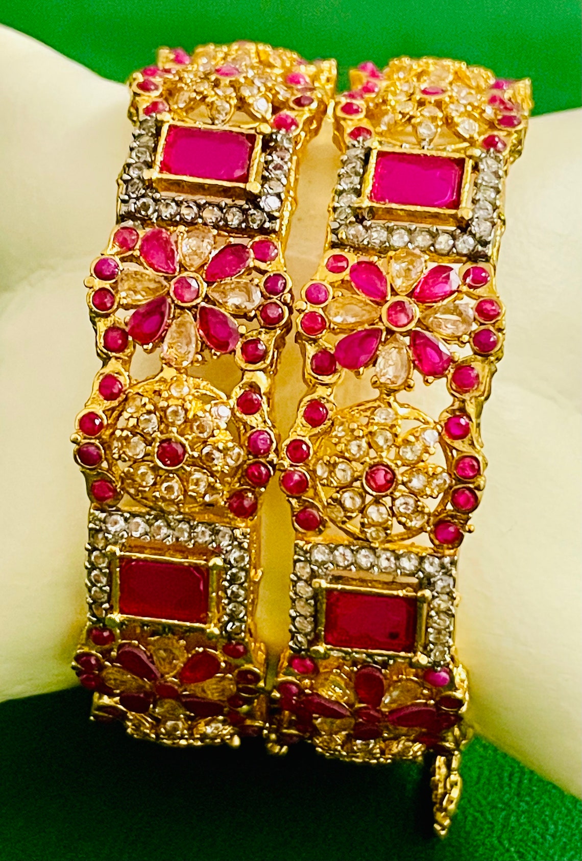 Indian Pakistani Gold Pleated Openable Bangles Set Size2.6 - Etsy