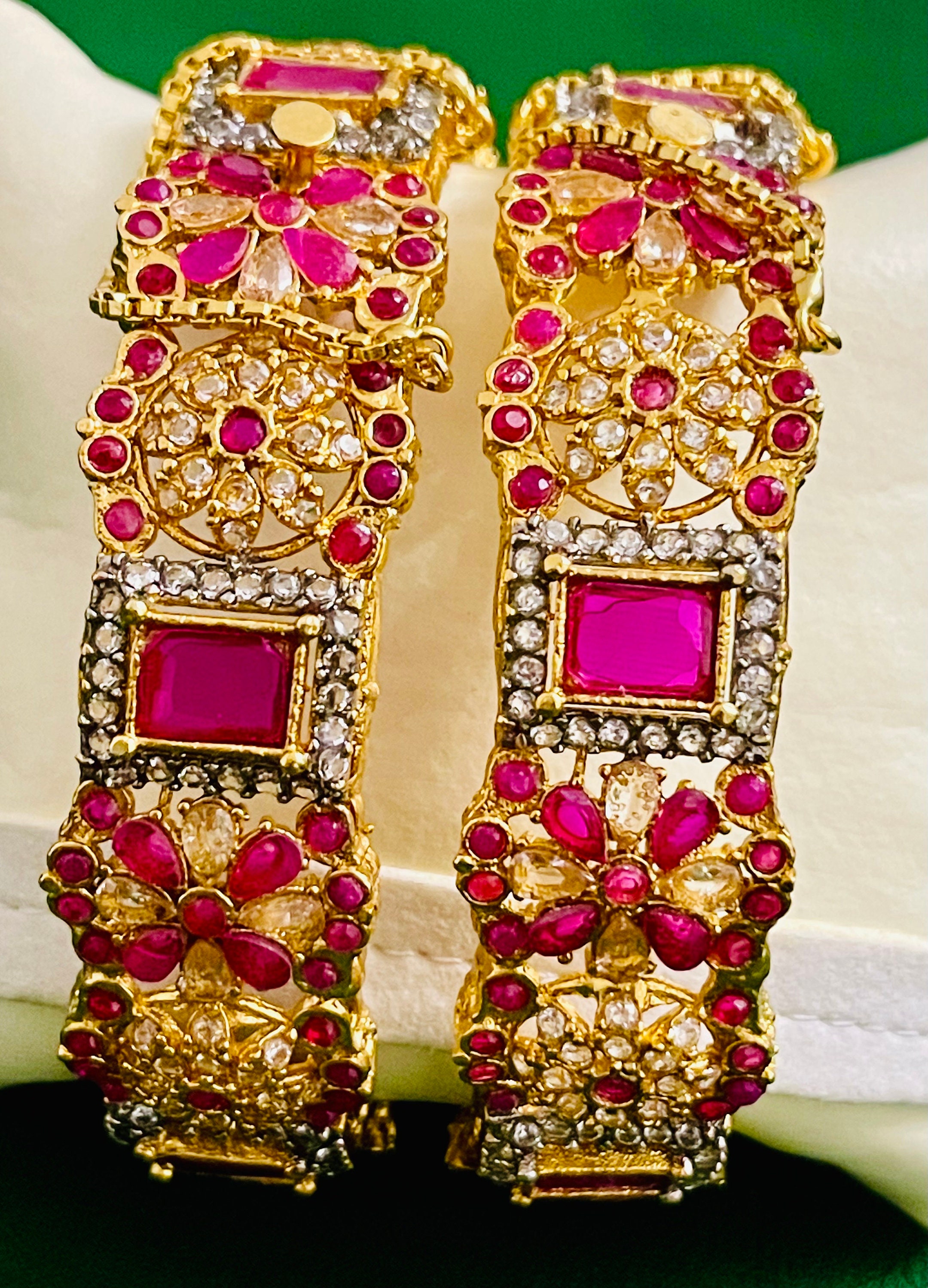 Indian Pakistani Gold Pleated Openable Bangles Set Size2.6 - Etsy