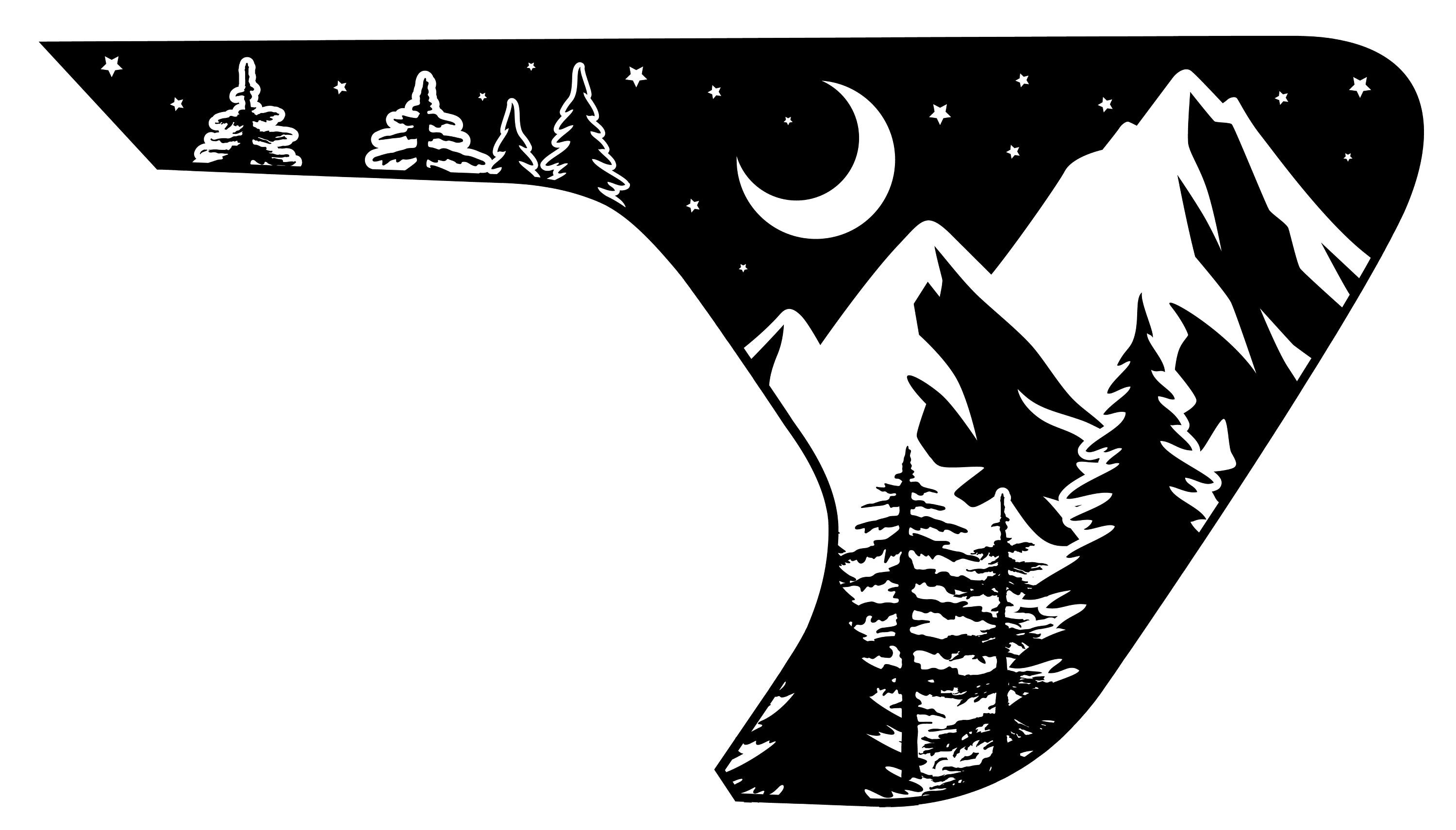 Black Pine Trees, Mountains & Stars Fender Vent and Blue Holographic ...