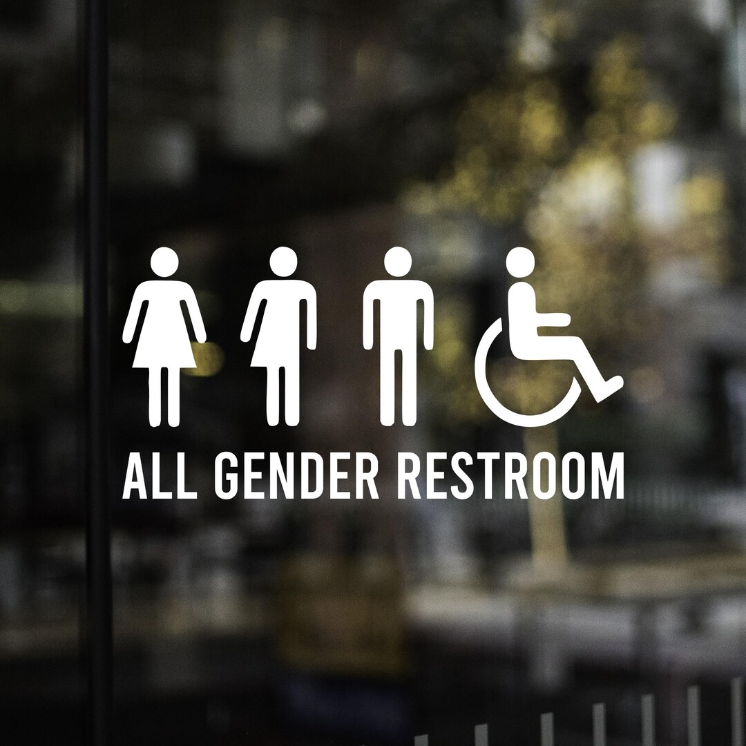 All Gender Inclusive Bathroom Door Decal, Man Woman Toilet Sign, Public ...