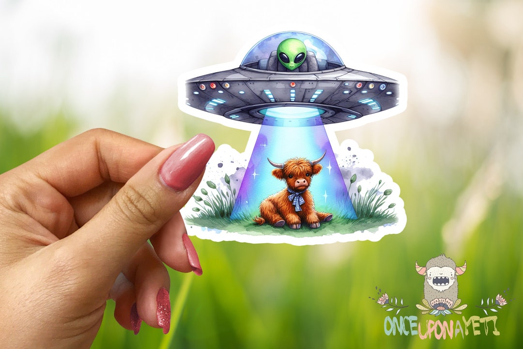 Dinosaur UFO Alien Abduction Sticker, Adult Humor, Stay Weird, Funny ...