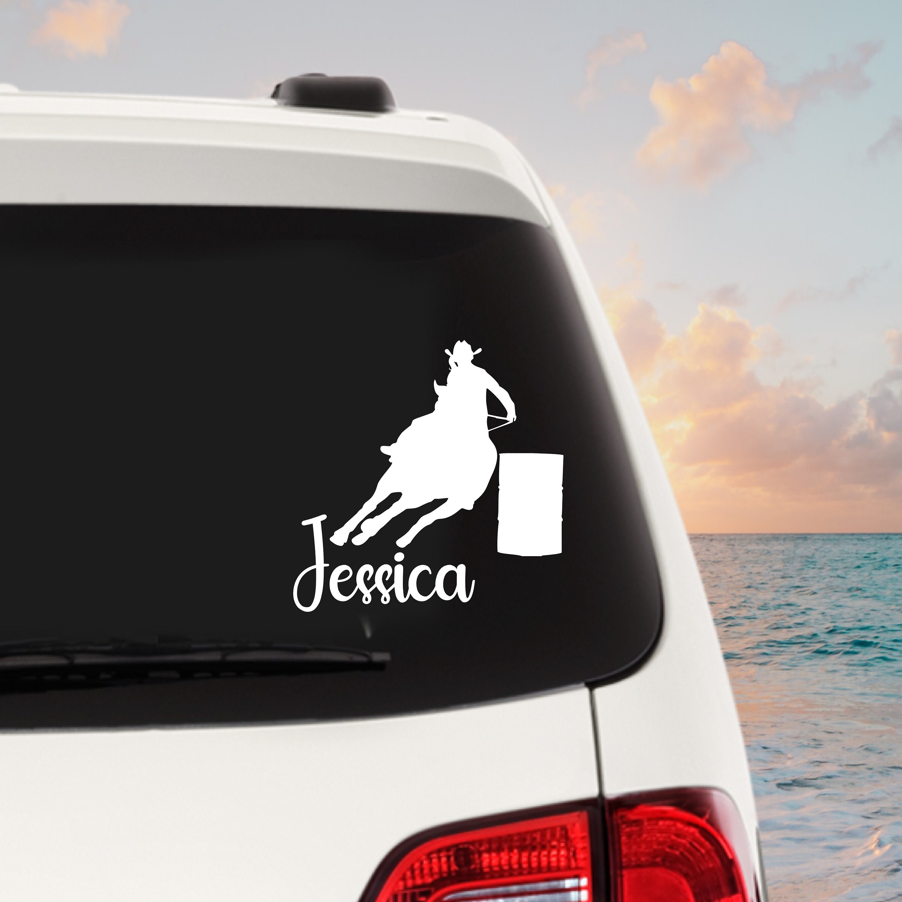 Barrel Racer Name Decal Barrel Racing Horse Car Decal - Etsy