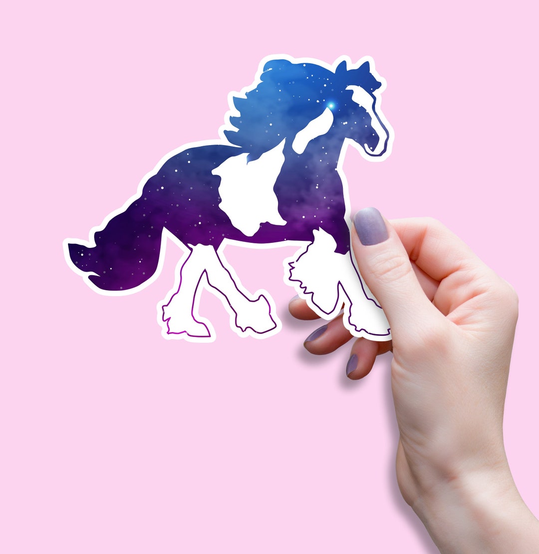 Gypsy Vanner Horse Sticker, Horse Sticker, Galaxy Print, Gypsy Horse ...