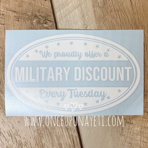 Military Discount Decal | Veteran Discount Decal | Store Decal | Store ...