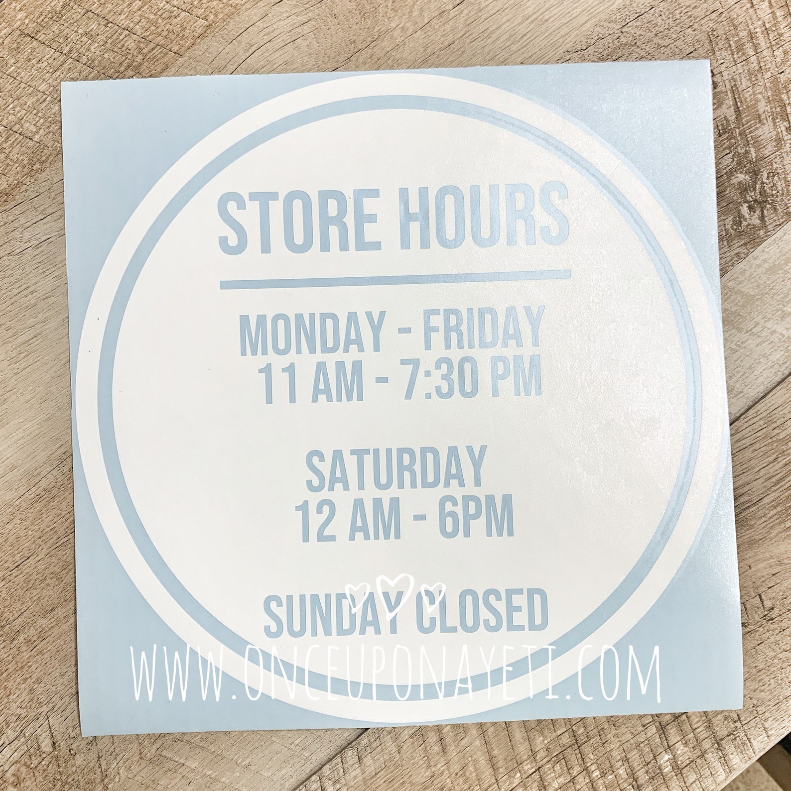 Store Hours Decal Business Hours Decal Custom Storefront Decal Business ...