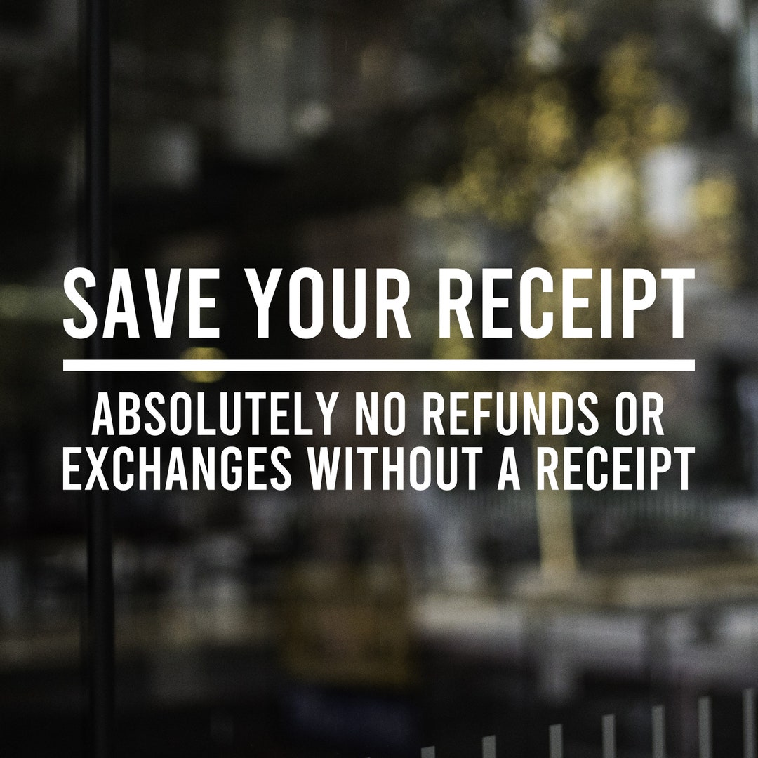 Save Your Receipt Decal | Business Door Decal | Store Sticker ...