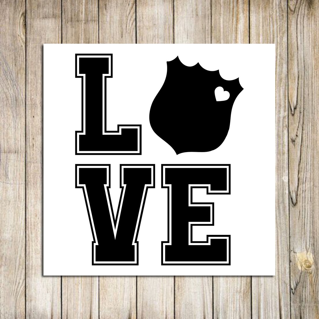 LOVE Police Officer Badge Decal Police Sticker Thin Blue Line Decal ...