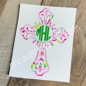 Christian Cross Monogram Decal Monogram Sticker Yeti Decal | Etsy