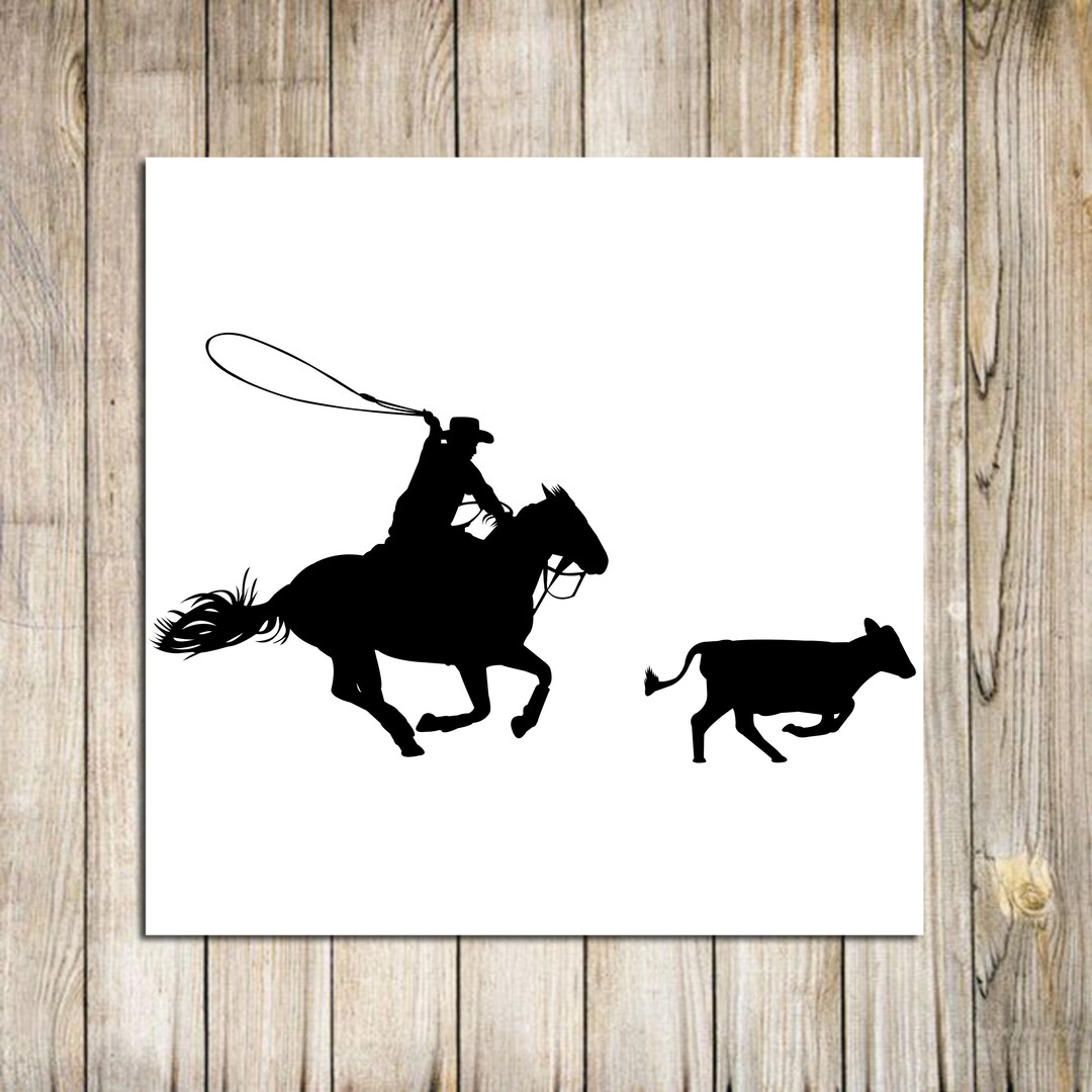 Calf Roping Decal, Calf Roper, Cowboy, Rodeo, Western Rider, Decal ...