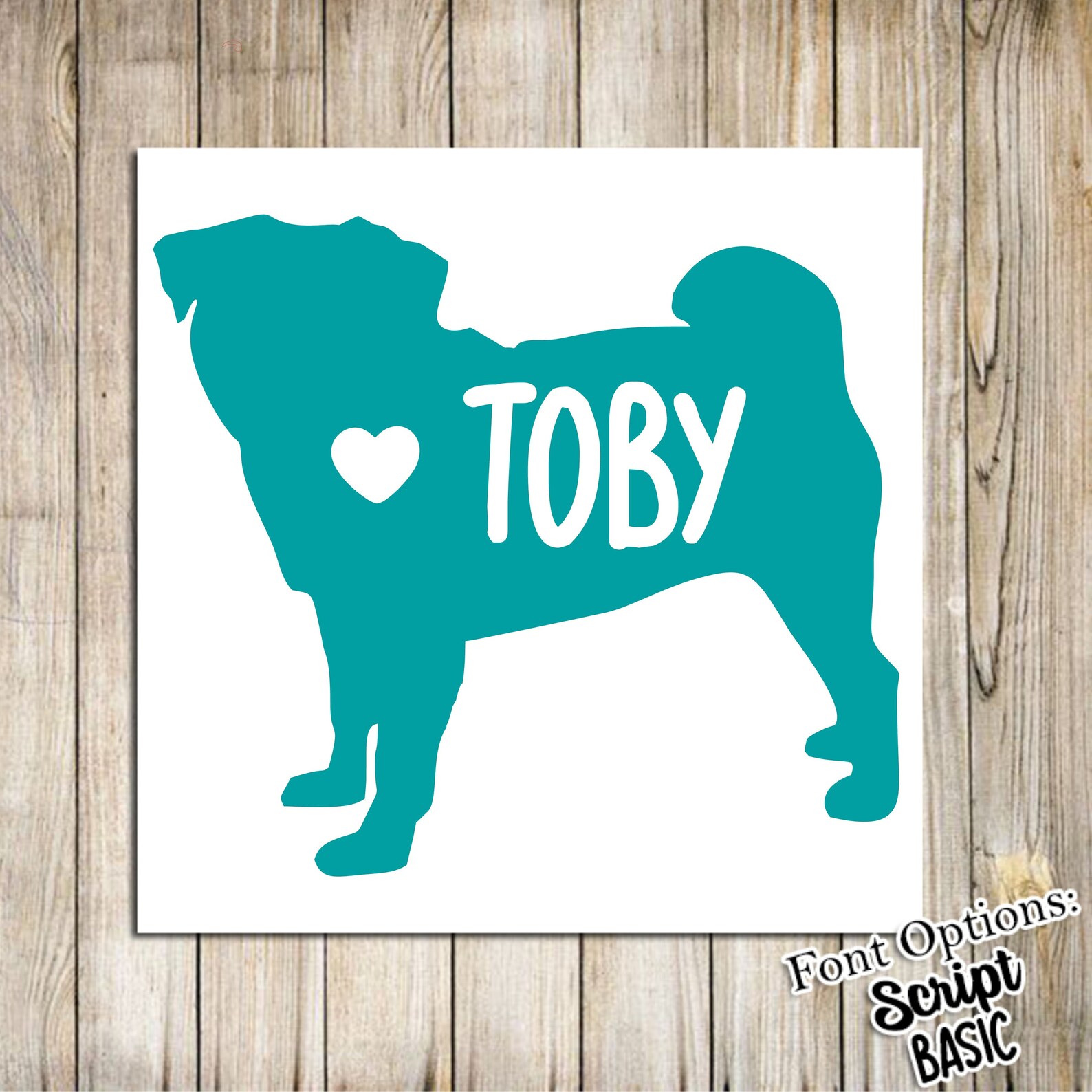 Custom Pug Decal Dog Decal Car Decal Pug Decal Dog - Etsy