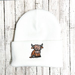 Scottish Highland Cow Beanie Embroidered Beanie Women's - Etsy