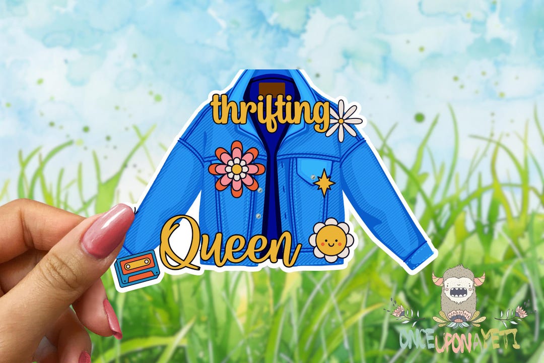 Thrifting Queen Sticker, Retro Decal for Laptop, Thrift Store, Junking ...