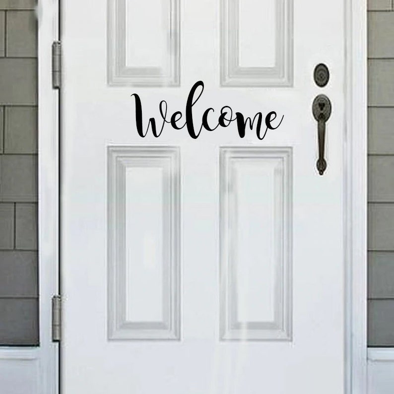 Welcome Vinyl Decal Front Door Decal Welcome Sign for - Etsy