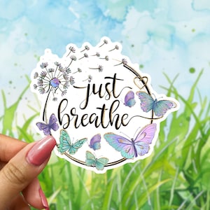 Just Breathe Dandelion Butterfly Sticker: Waterproof Vinyl Decal - Etsy