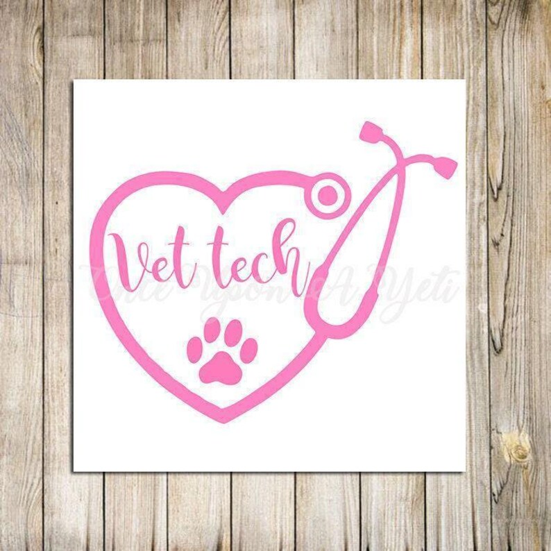 Vet Tech Decal - Stethoscope & Paw Print Vinyl Sticker - Etsy