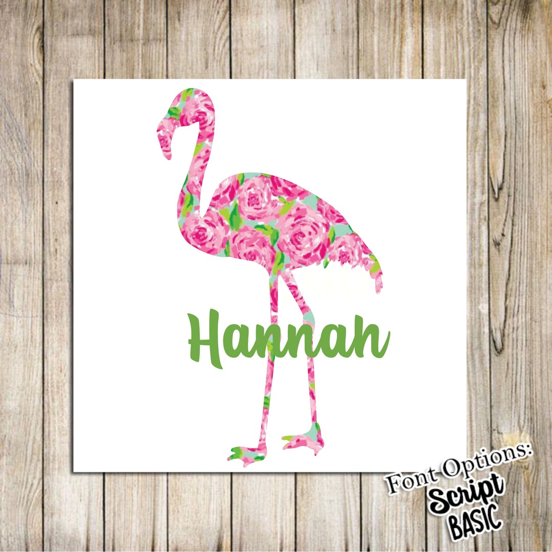 Flamingo Decal, Flamingo Monogram Decal, Monogram Decal, Name Decal ...