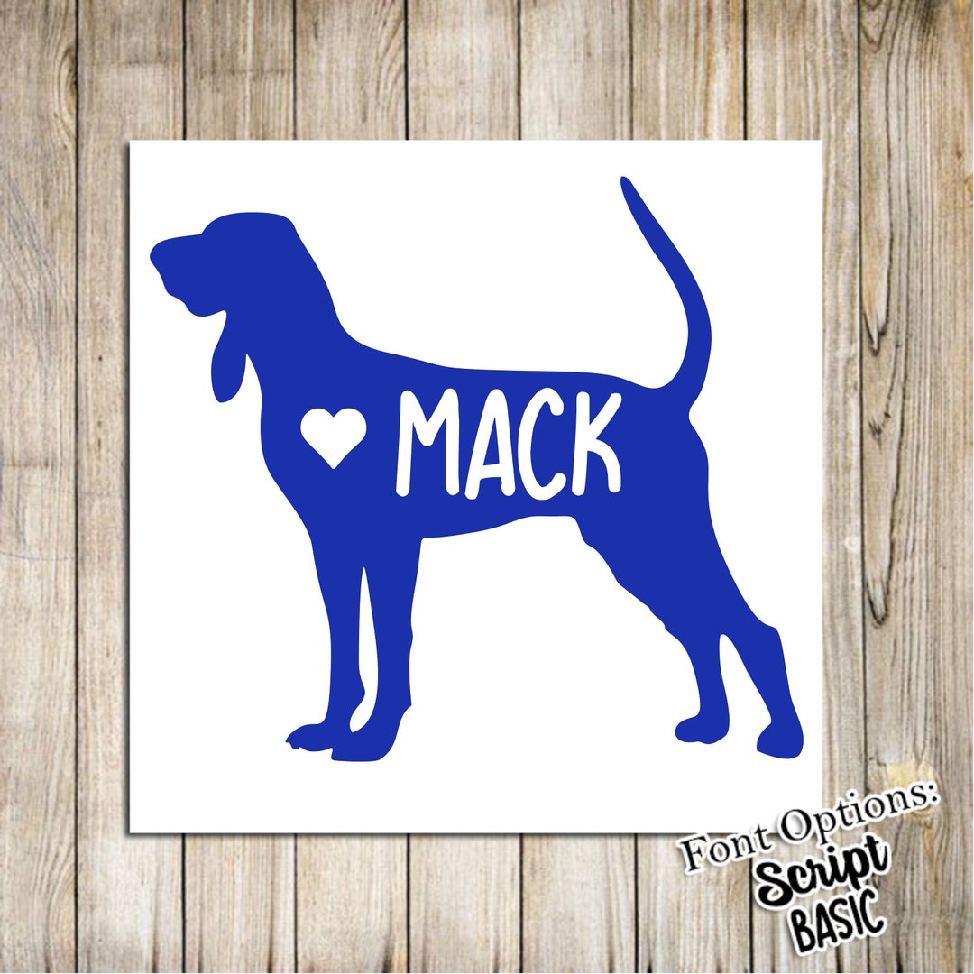 Coonhound Silhouette With Heart and Name, Redbone Coonhound, Hound Dog ...