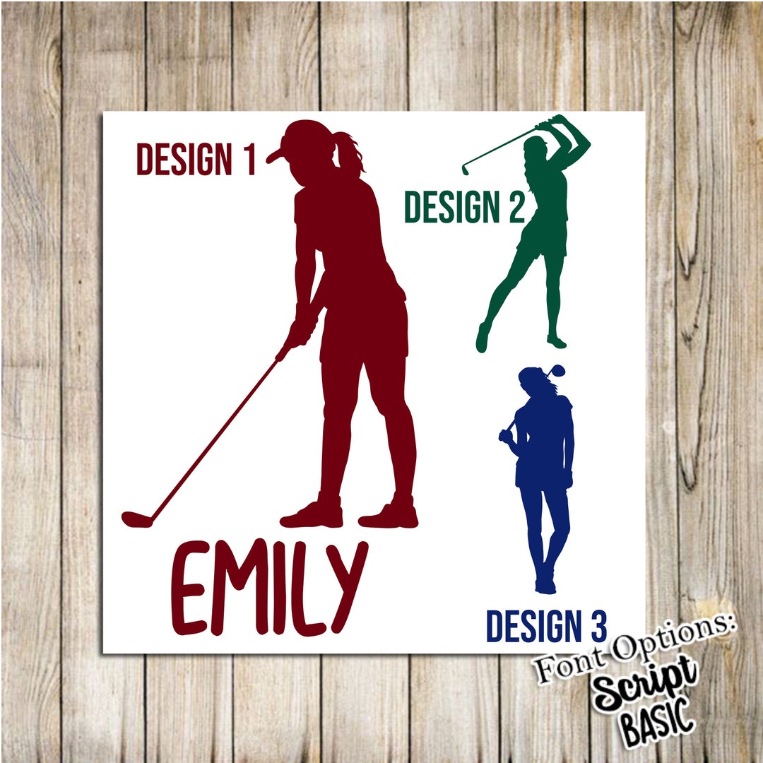 Female Golfer With Name Decal, Sports Decal, Personalized Decal ...