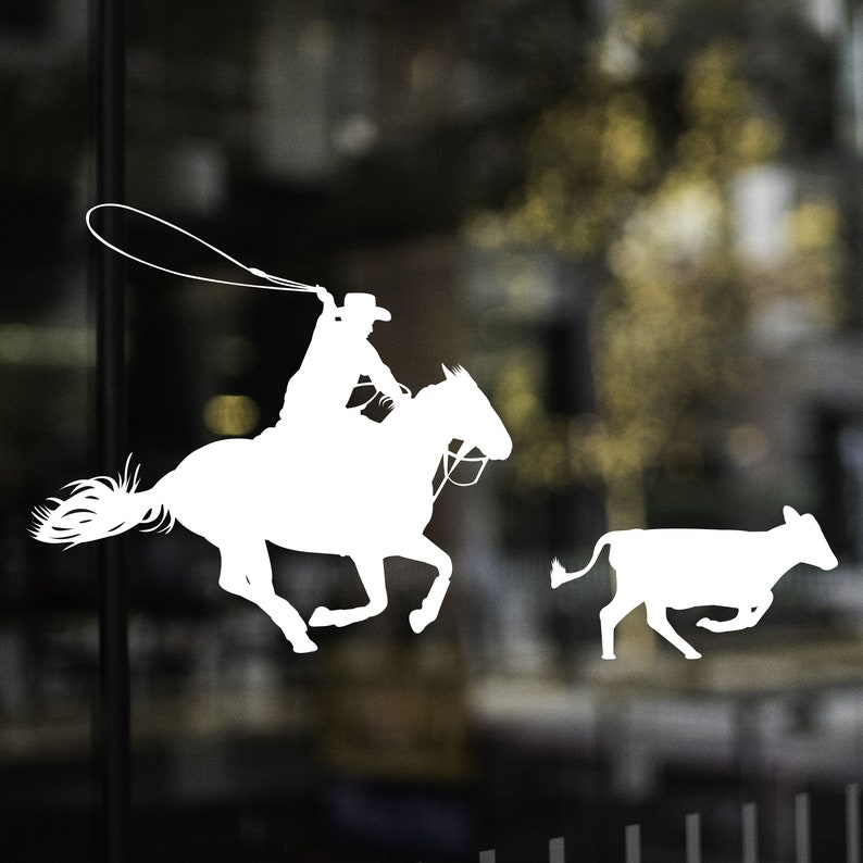 Calf Roping Decal Calf Roper Cowboy Rodeo Western Rider | Etsy