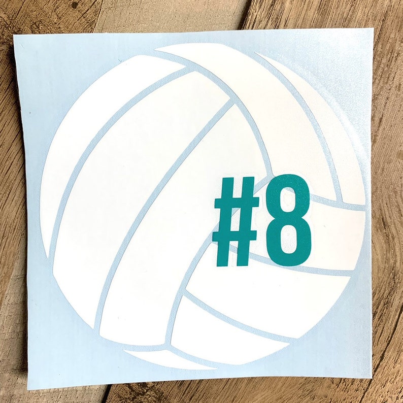 Volleyball With Custom Number Vinyl Decal Volleyball Decal - Etsy