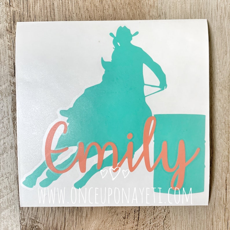 Barrel Racer Name Decal Barrel Racing Horse Car Decal | Etsy