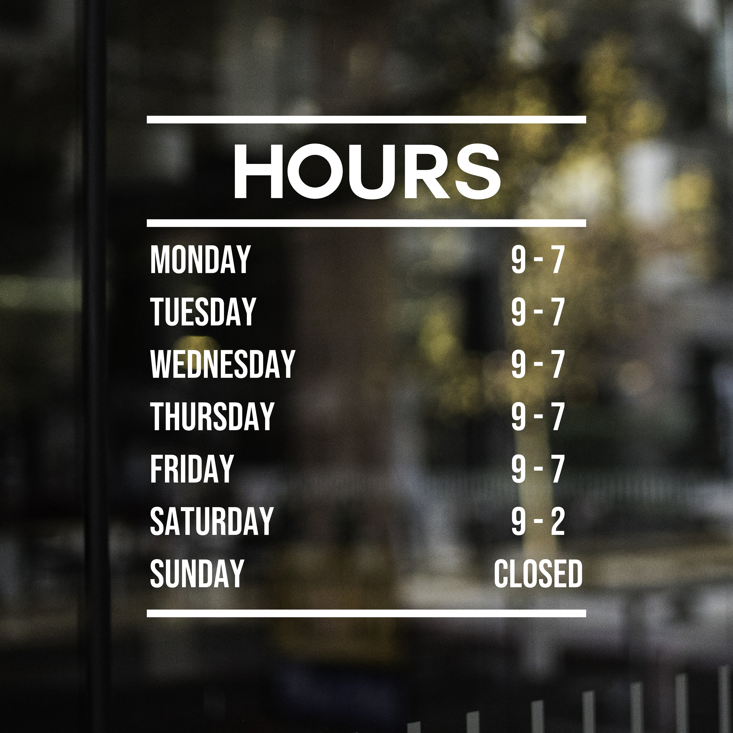 Store Hours Decal Business Hours Decal Custom Storefront - Etsy