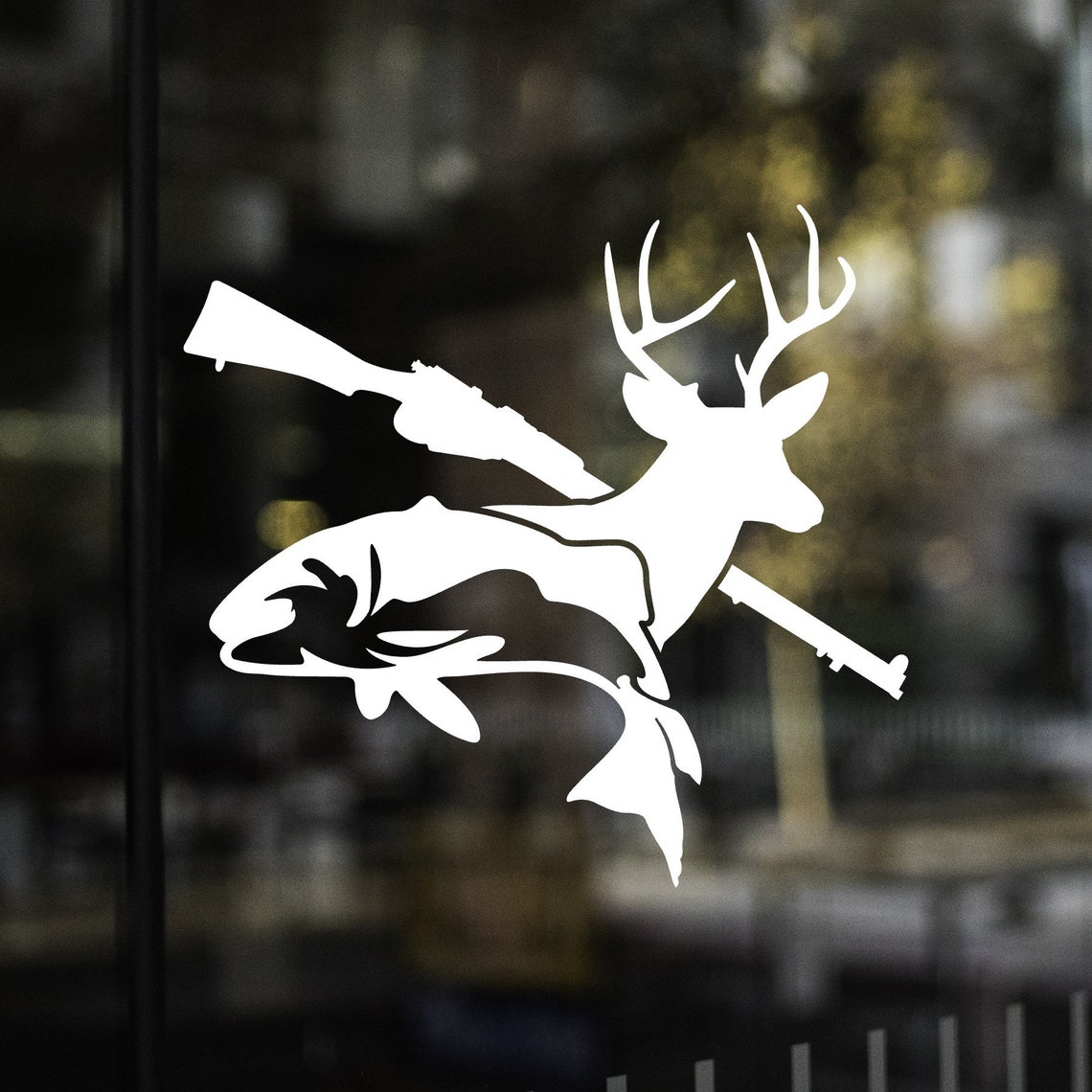 HUNTING FISHING Decal Hunter Decal Deer Decal Antler - Etsy