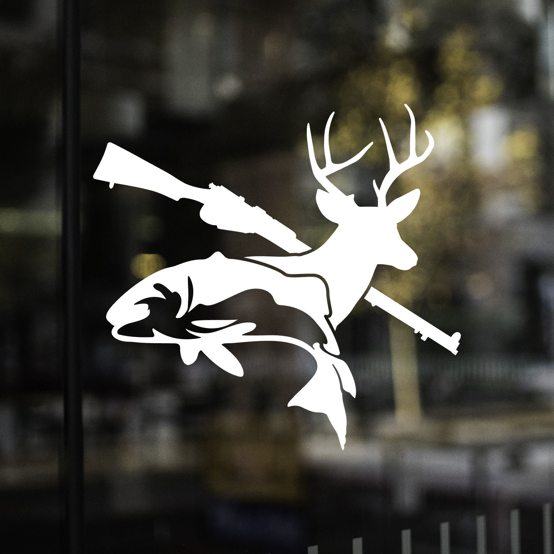 HUNTING FISHING Decal Hunter Decal Deer Decal Antler - Etsy