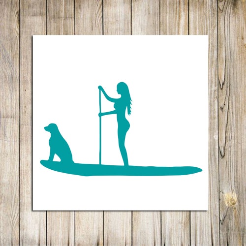 Paddle Board Woman and Dog Vinyl Decal Girl Paddleboard SUP - Etsy