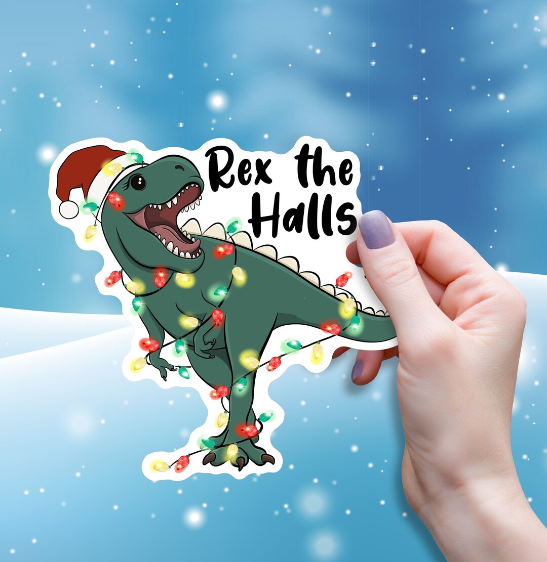Merry Christmas T-rex Vinyl Sticker Christmas Sticker Holiday - Etsy