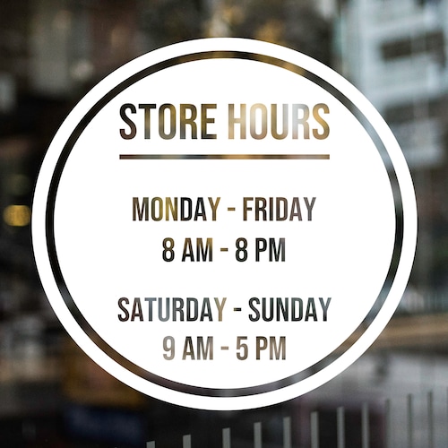 Store Hours Decal Business Hours of Operation Sign Open - Etsy
