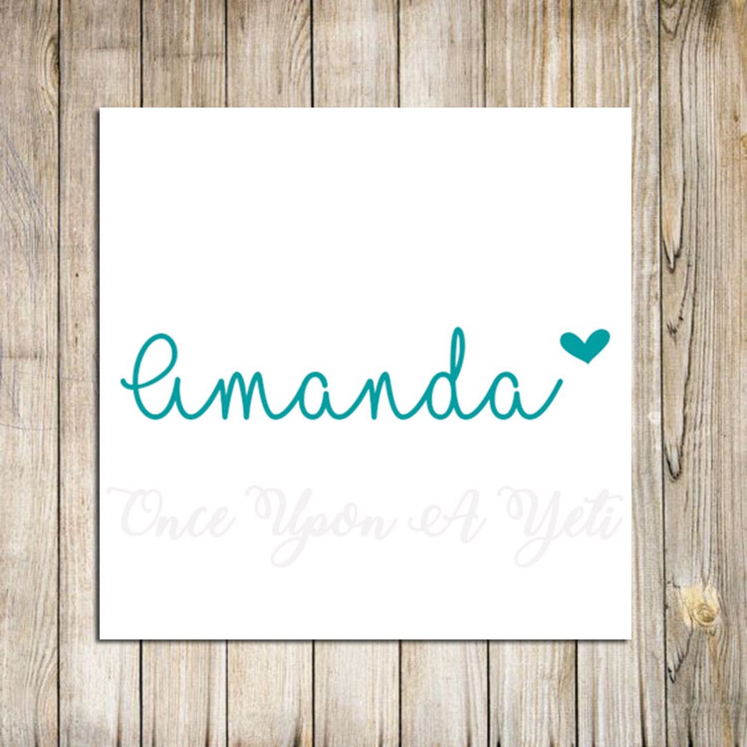 Custom Name With Heart Decal, Monogram Sticker, Yeti Decal, Car Decal ...