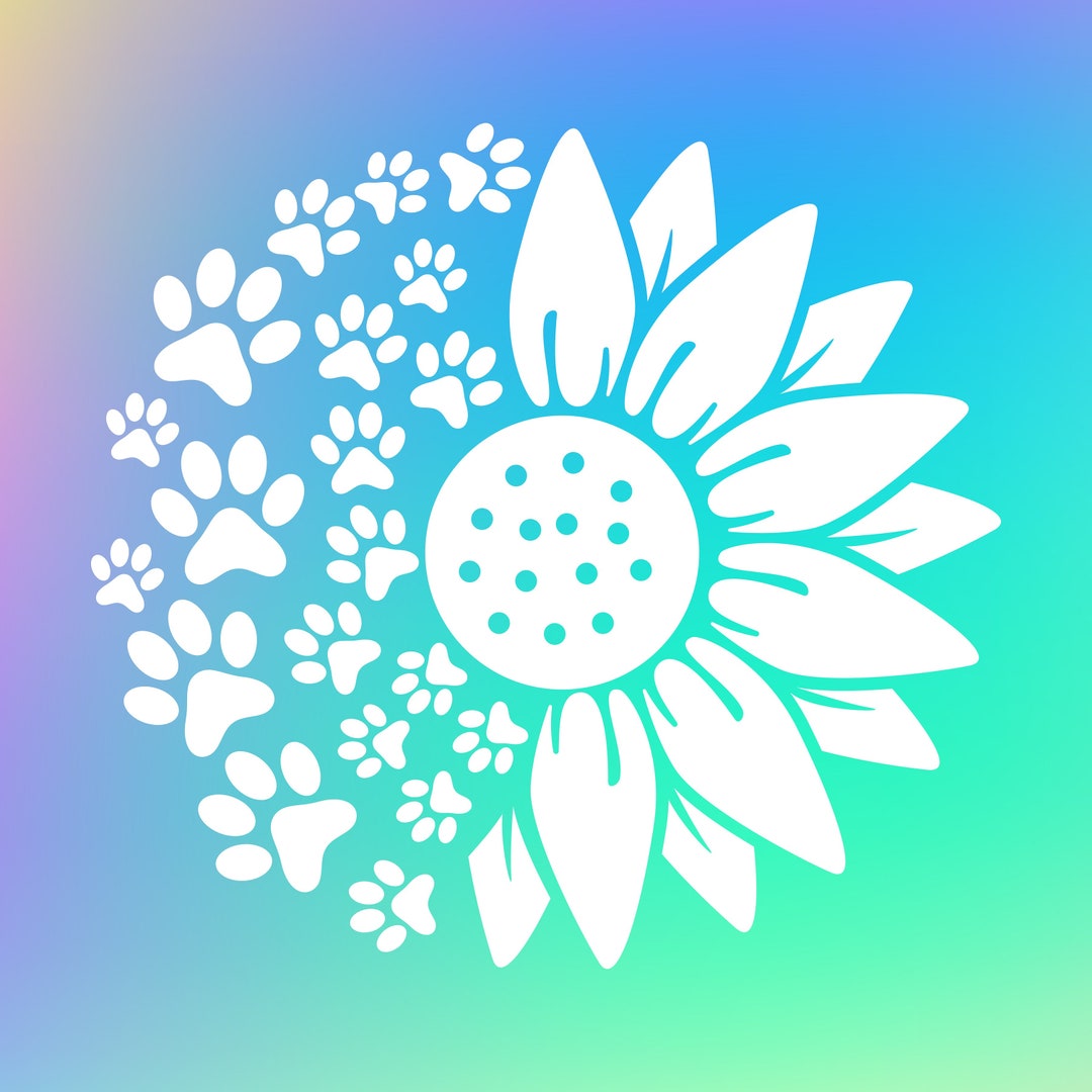 Dog Paw Sunflower Vinyl Decal Paw Print Decal Pet Lover Dog - Etsy