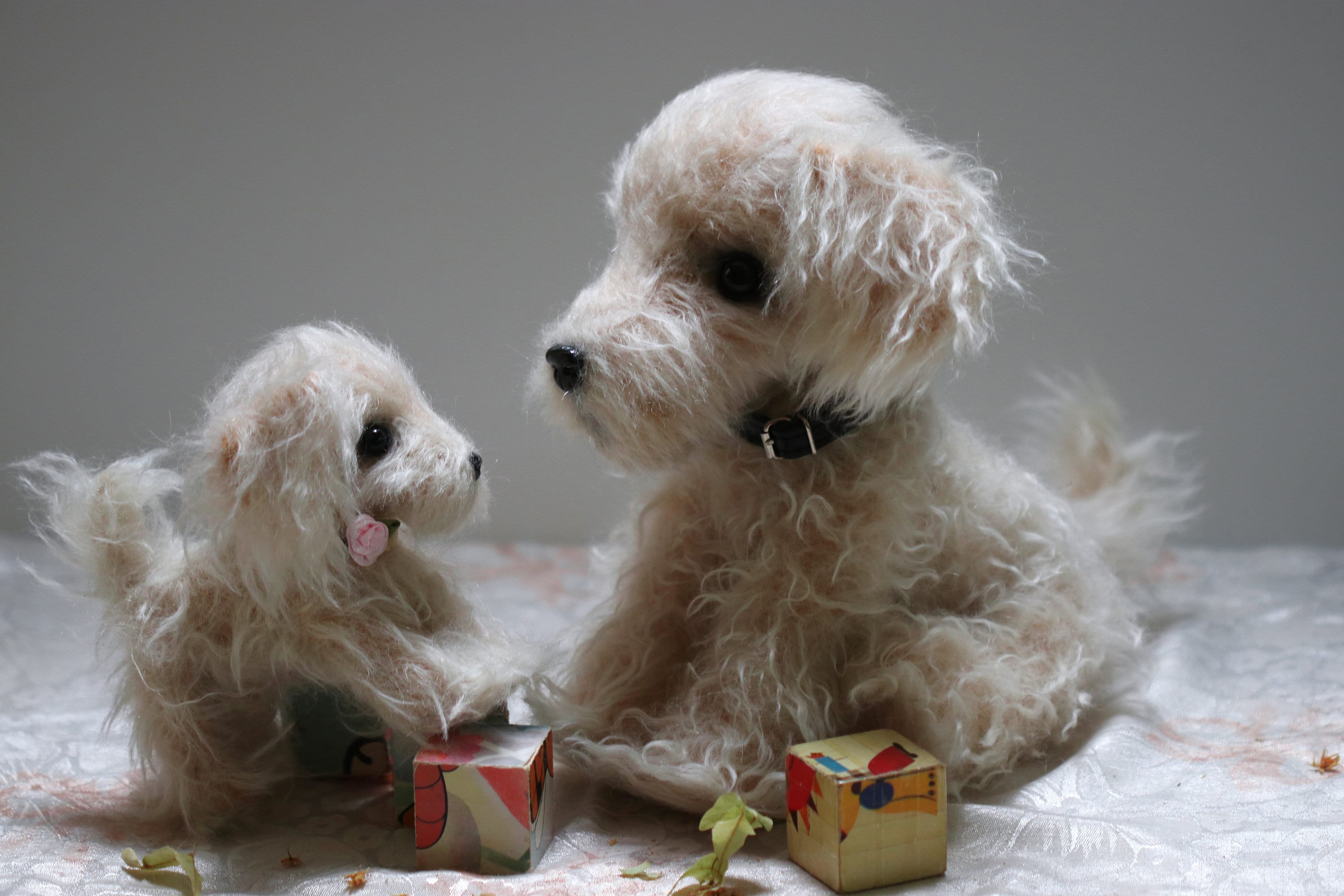 White Teddy Dog/dog With a Puppy Toy/plush Dog Puppy/collectible Teddy ...