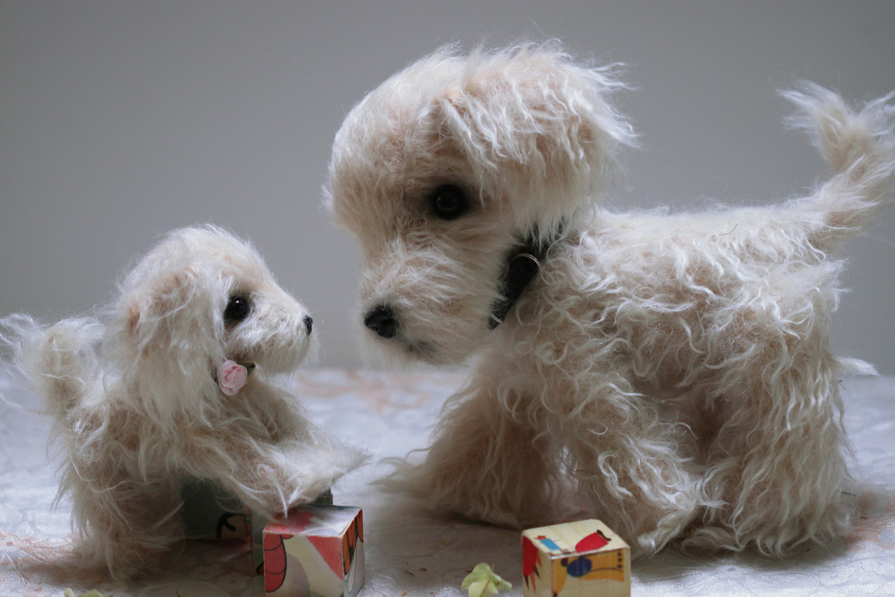 White Teddy Dog/dog With a Puppy Toy/plush Dog Puppy/collectible Teddy ...
