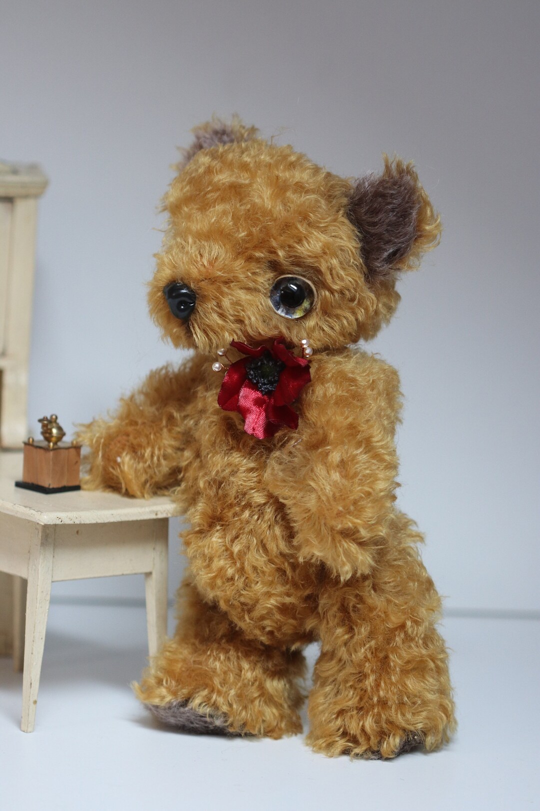 Ginger Teddy Bear/alpaca/plush Toy Bear/glass Eyes/collectible Teddy ...