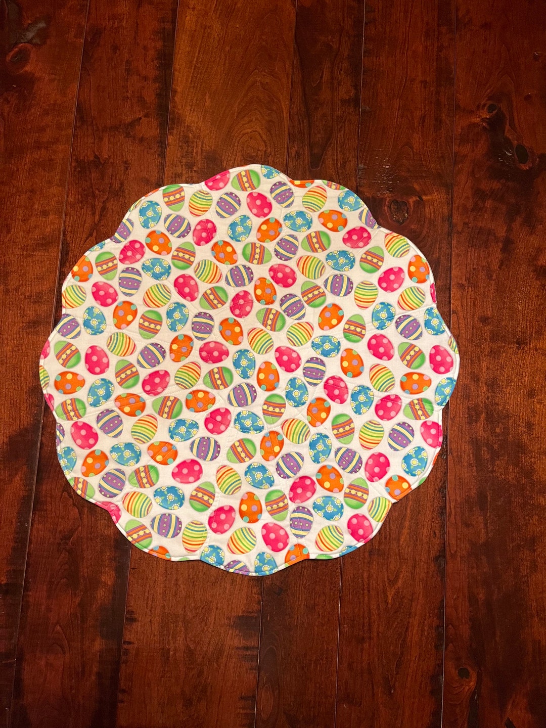 20" Table Topper, Wildflower Table Topper, Easter Egg Table Topper, Spring Table Topper, Fabric ...