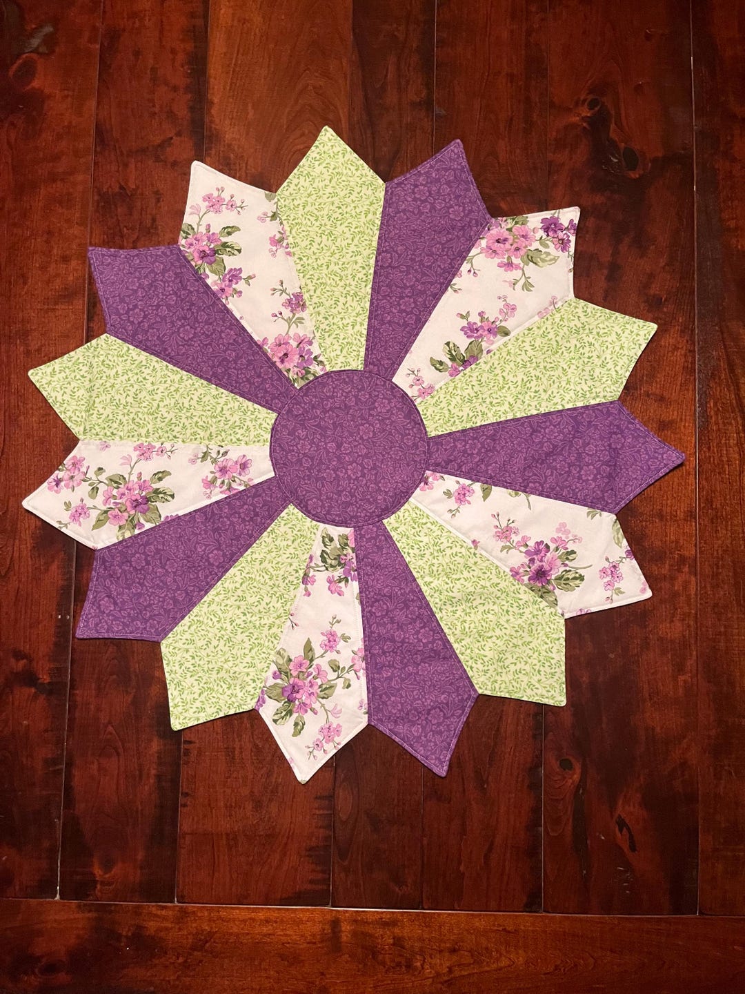 Dresden 27" Table Topper, Quilted Table Topper, Easter Table Topper, Fabric Centerpiece, Table ...