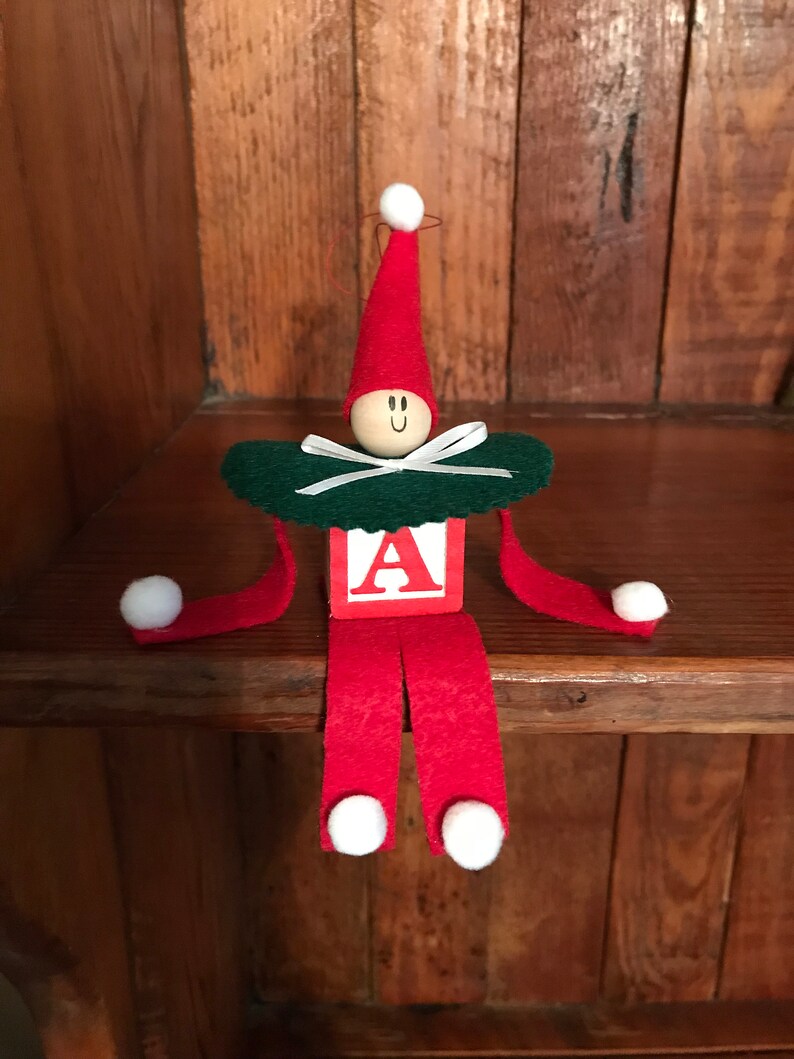 Elf Ornament Letter Block Christmas Xmas Personalized - Etsy