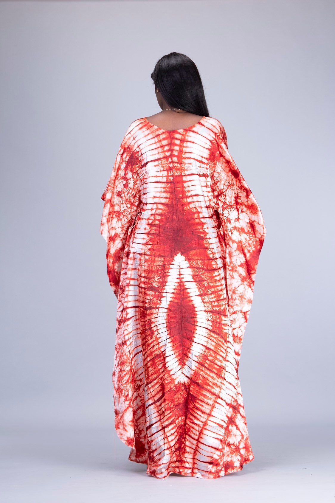 African Tie Dye Dress, Satin Adire Dress, African Kaftan Dress ...