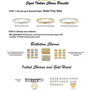 Build a Custom 5mm TINY Sized Italian Charm Bracelet With Birthstone ...