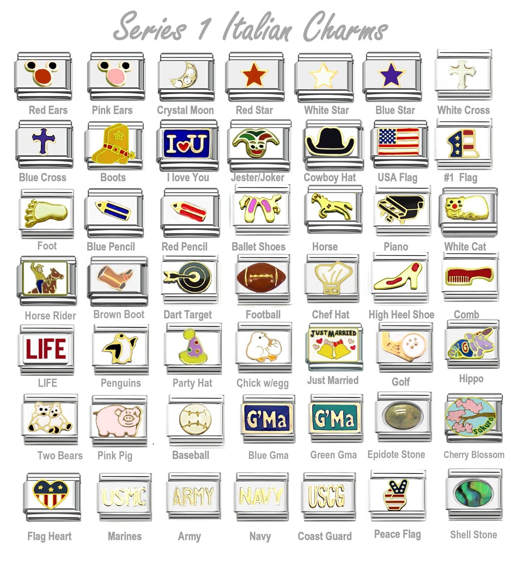 Italian Charms Authentic Classic 9mm Size Limited Great Assortment Gold ...