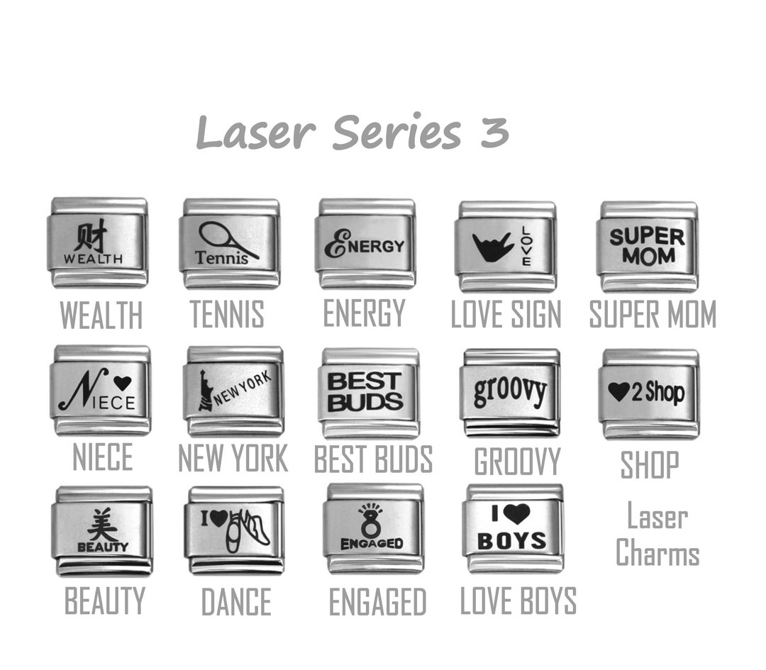 Italian Charm Laser Series 3 Classic Italian Charms for Braceelets - Etsy