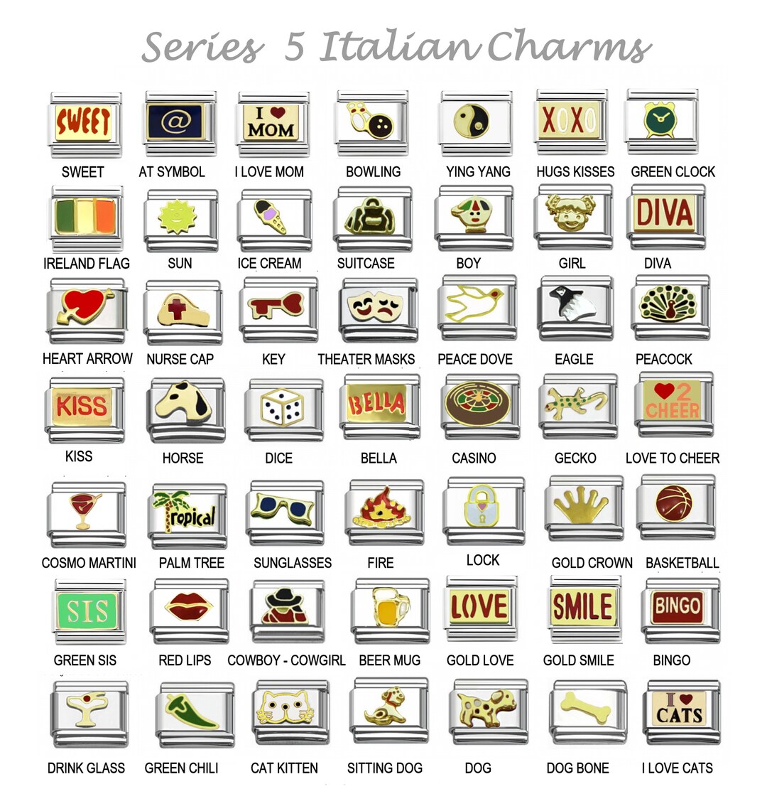 Italian Charms Classic 9mm Size Enamel Gold and Stainless - Etsy