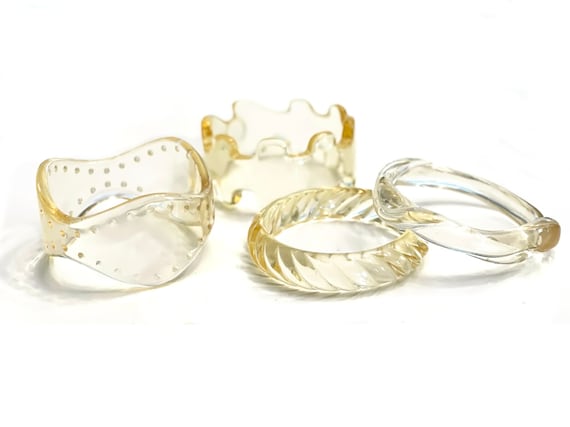 Vintage Designer Lucite Transparent Clear Bangle Brac… - Gem