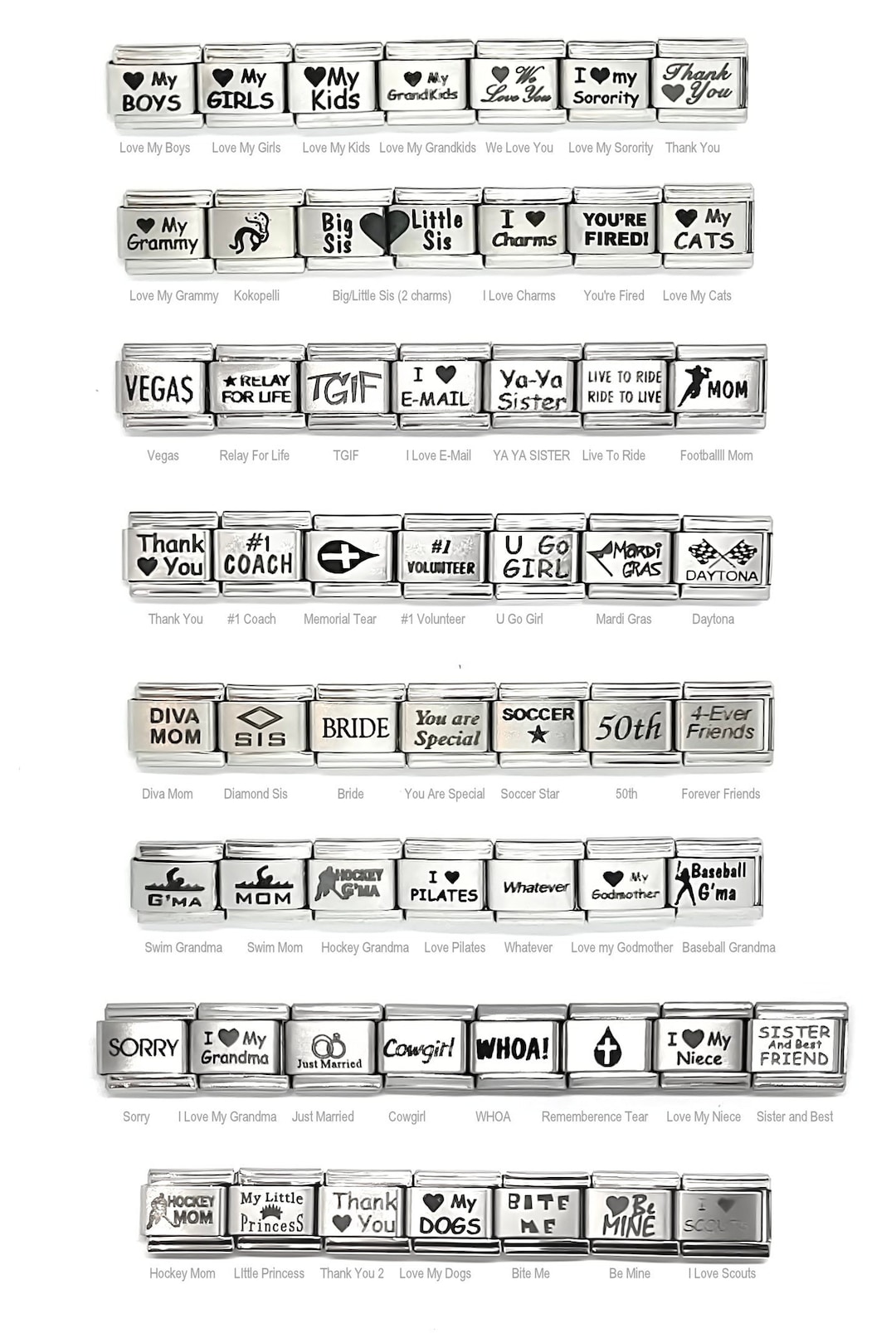 Laser Italian Charms 9mm Classic Size. Huge Selection Limited to Stock ...