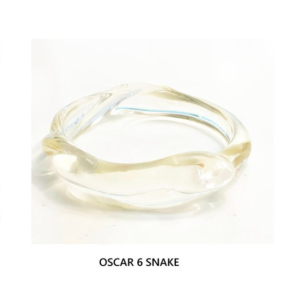 Vintage Designer Lucite Transparent Clear Bangle Brac… - Gem